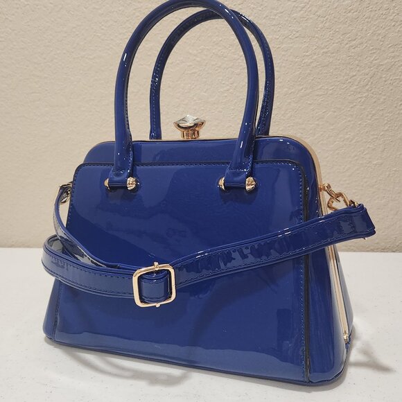 Source Unknown | Bags | Royal Blue Handbag Purse Patent Leather Over ...